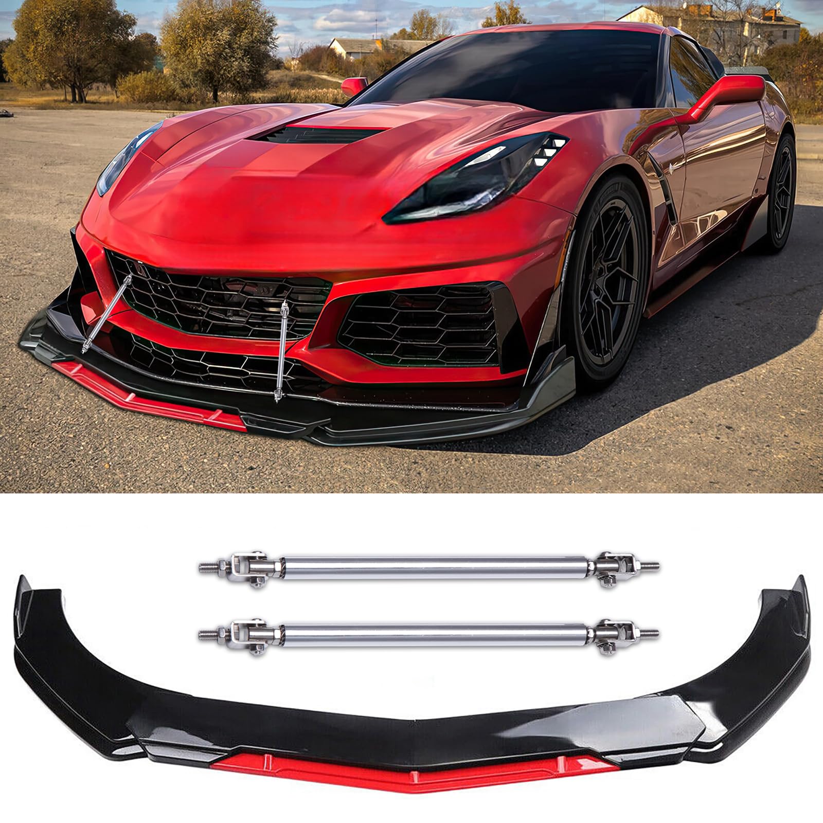 Snapklik.com : DREAMOTOR Universal Car 4 PCS Front Bumper Lip + 2PCS 8 ...