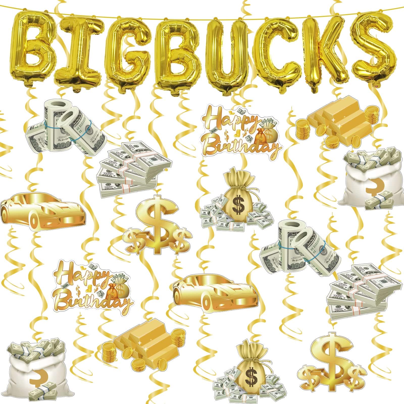 Amazon.com: Money Themed Decoration KIT Bill Dollar Signs Birthday ...