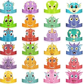 Amazon.com: 48 Pcs Dinosaur Party Hats for Kids 24 Styles Dinosaur Hats ...