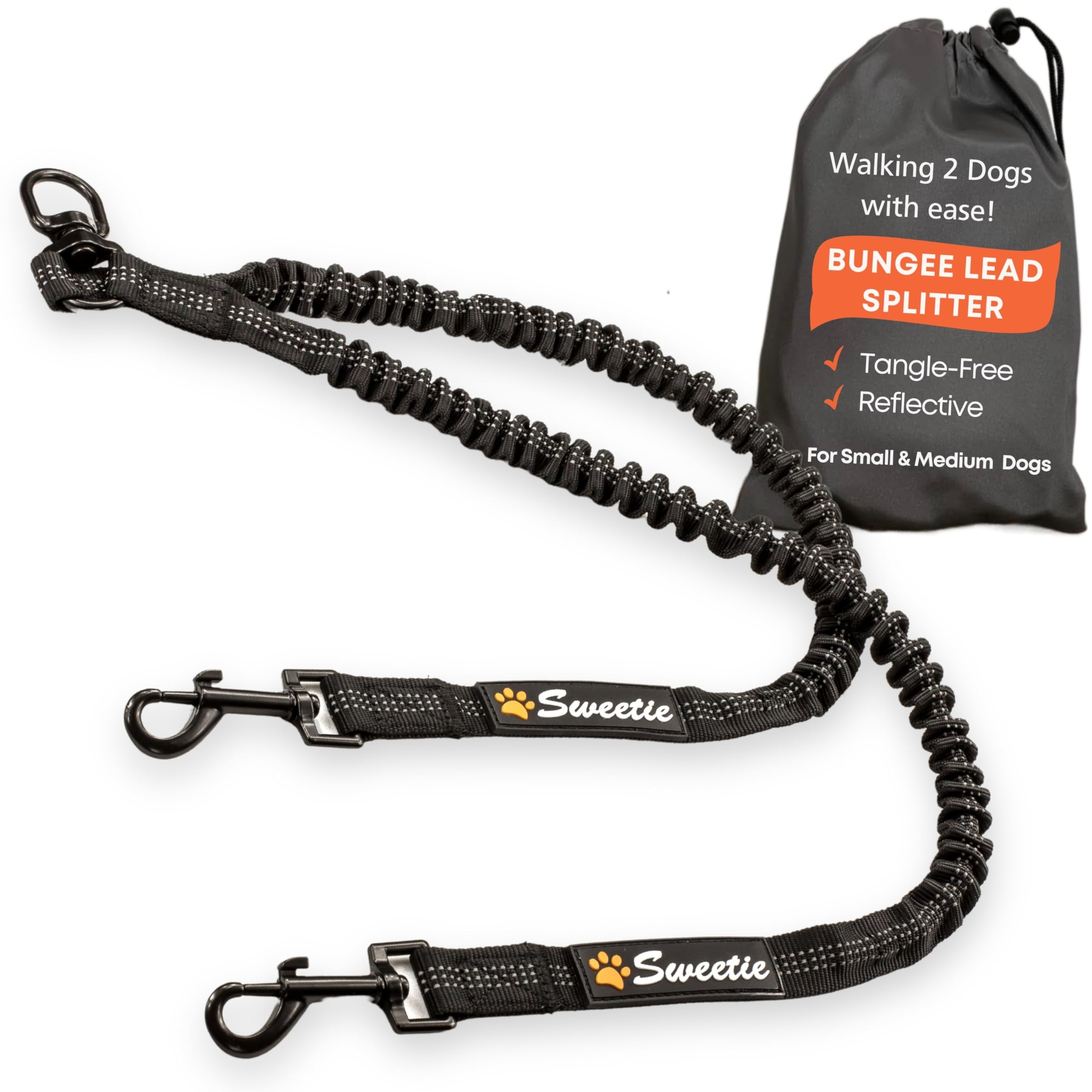 Sweetie Dog Lead Splitter – Dual Shock Absorbing Bungee Double Leash ...
