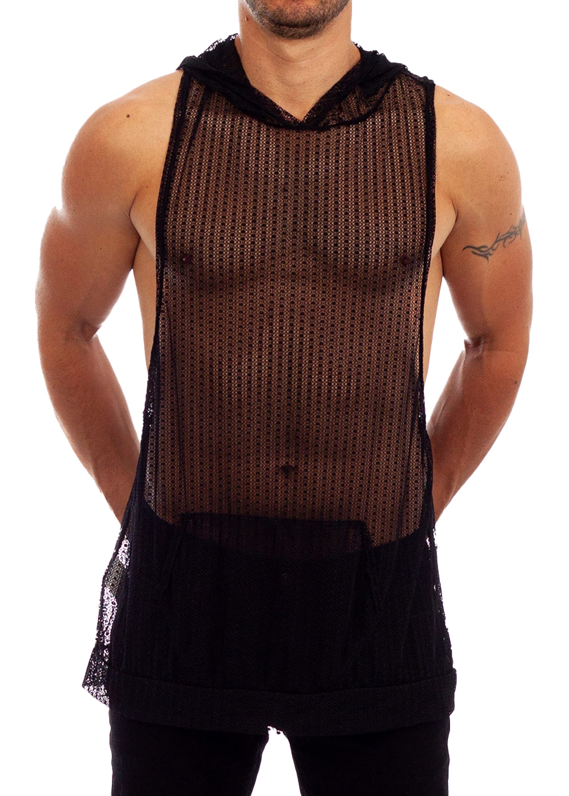 YAGGWOLF Fishnet Exotic and Fitted Men's Tanks Large Mosaico Tank for ...
