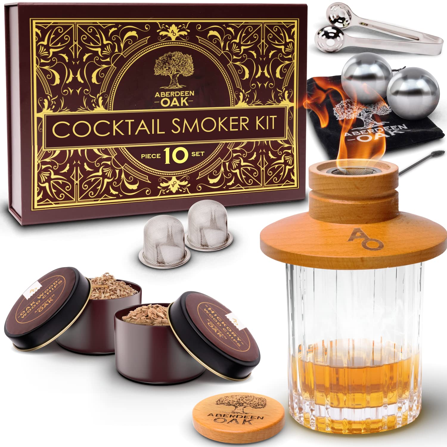 Snapklik.com : Aberdeen Oak Deluxe Cocktail Smoker Kit - Hickory & Oak ...