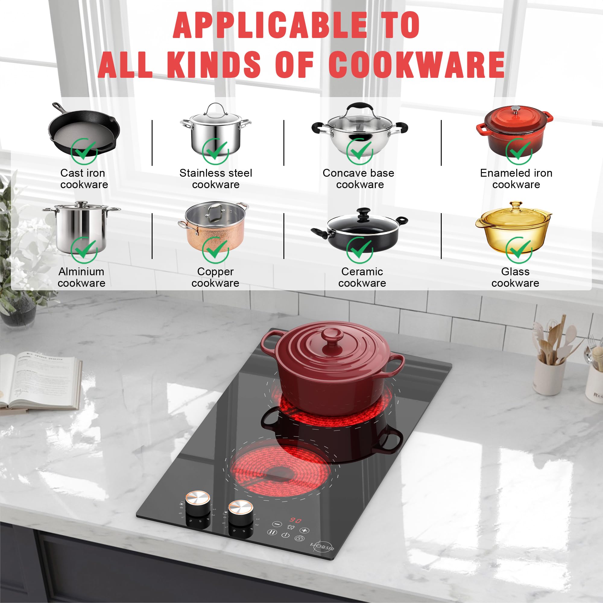 Snapklik.com : Plug-in 2 Burner Electric Cooktop, 120v Knob Electric ...