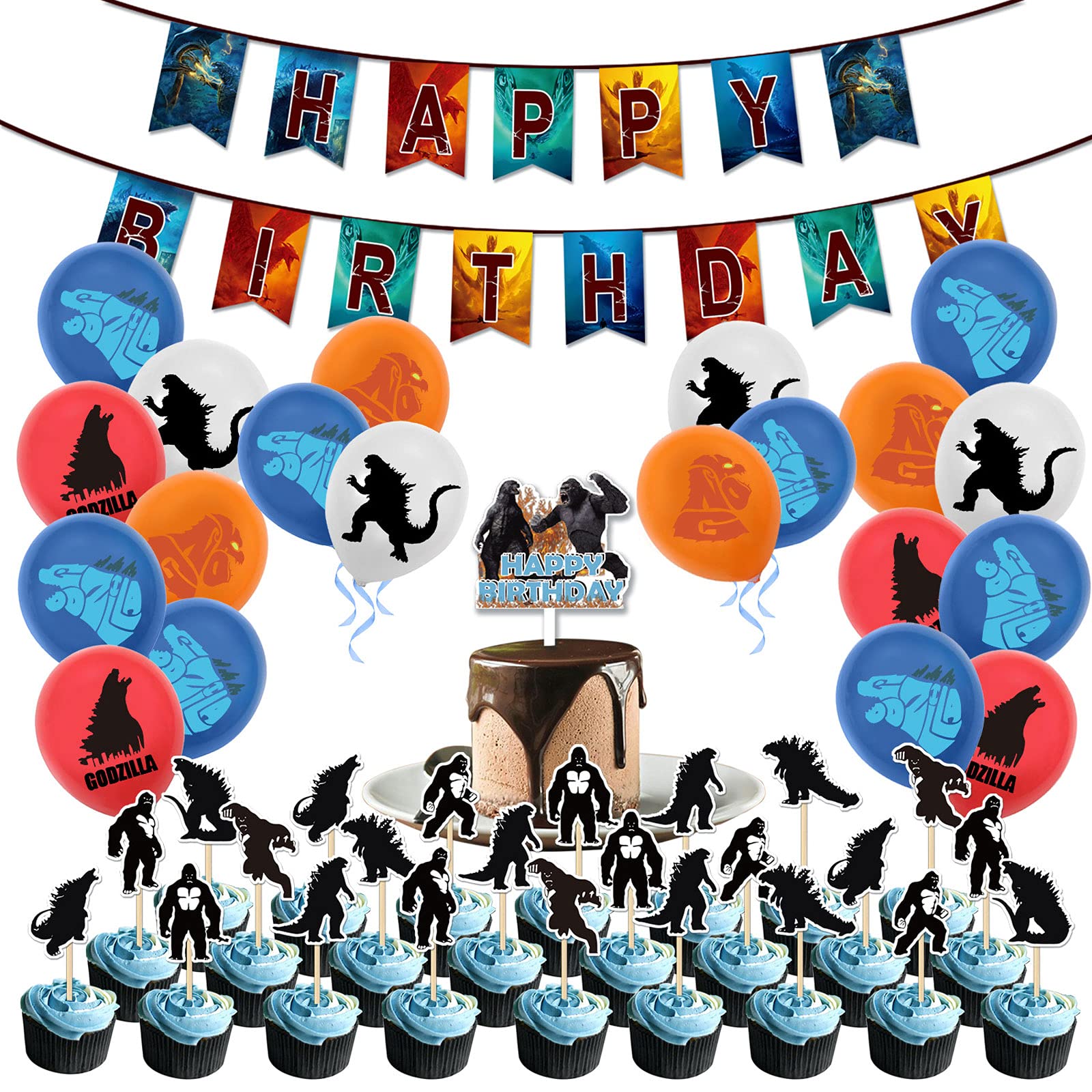 Buy Hao-zhuokun Godzilla Birthday Party Decorations,Happy Birthday ...