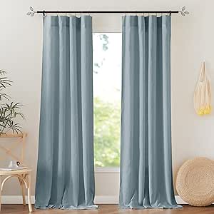 Amazon.com: RYB HOME Light Blue Curtains 84 Inch Length for Living Room ...