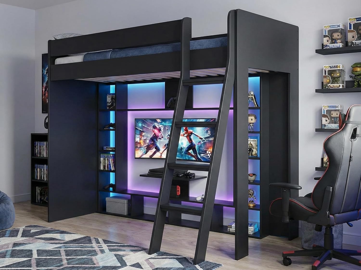 Noa and Nani Leo High Sleeper Cabin Bed Gaming Den with Storage in ...