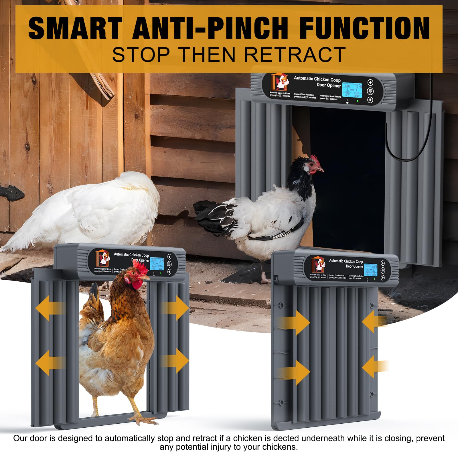 Snapklik.com : GROPOW Automatic Chicken Coop Door, Anti-Pinch ...