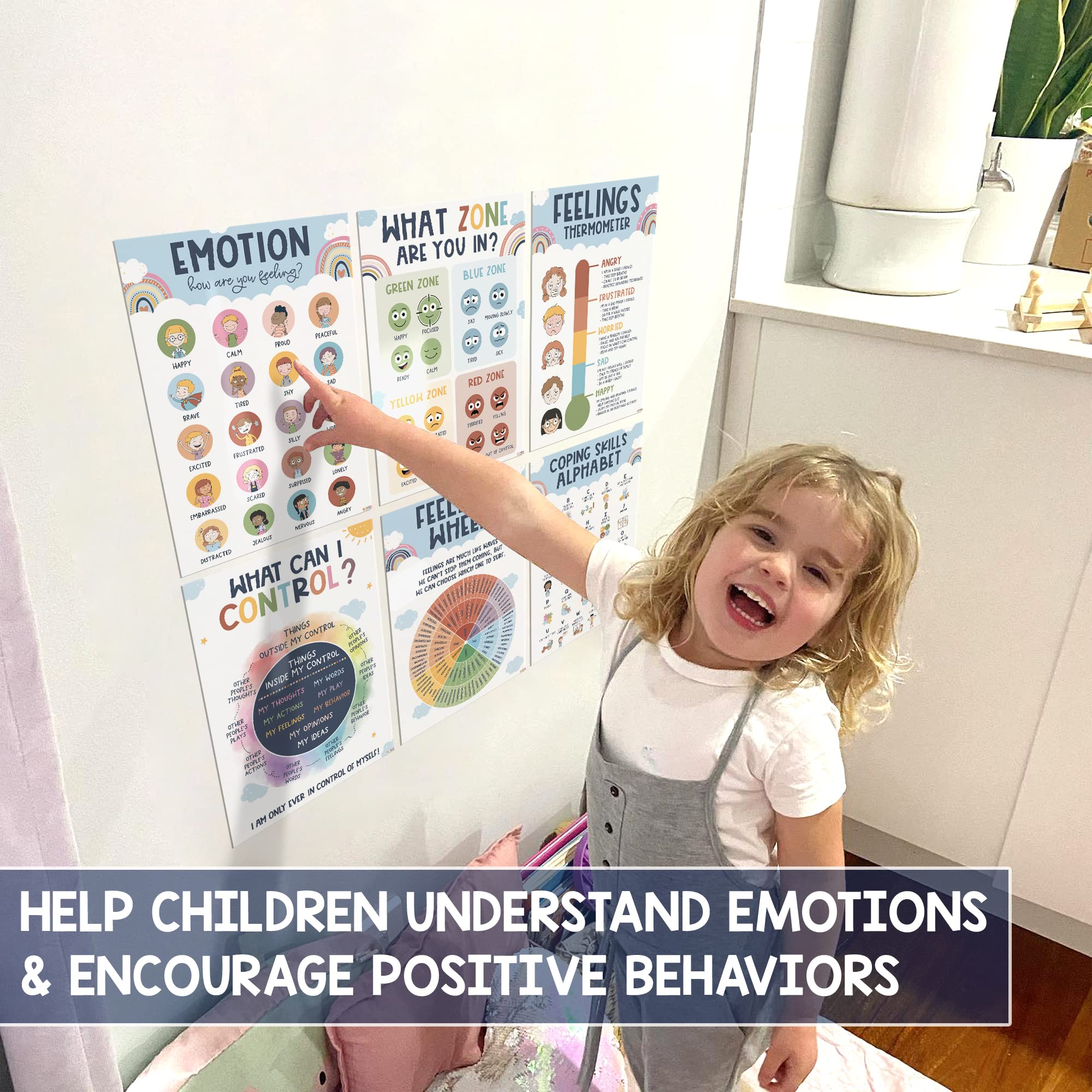 Snapklik.com : 6 Boho Calming Corner Classroom Posters, Feelings Wheel ...