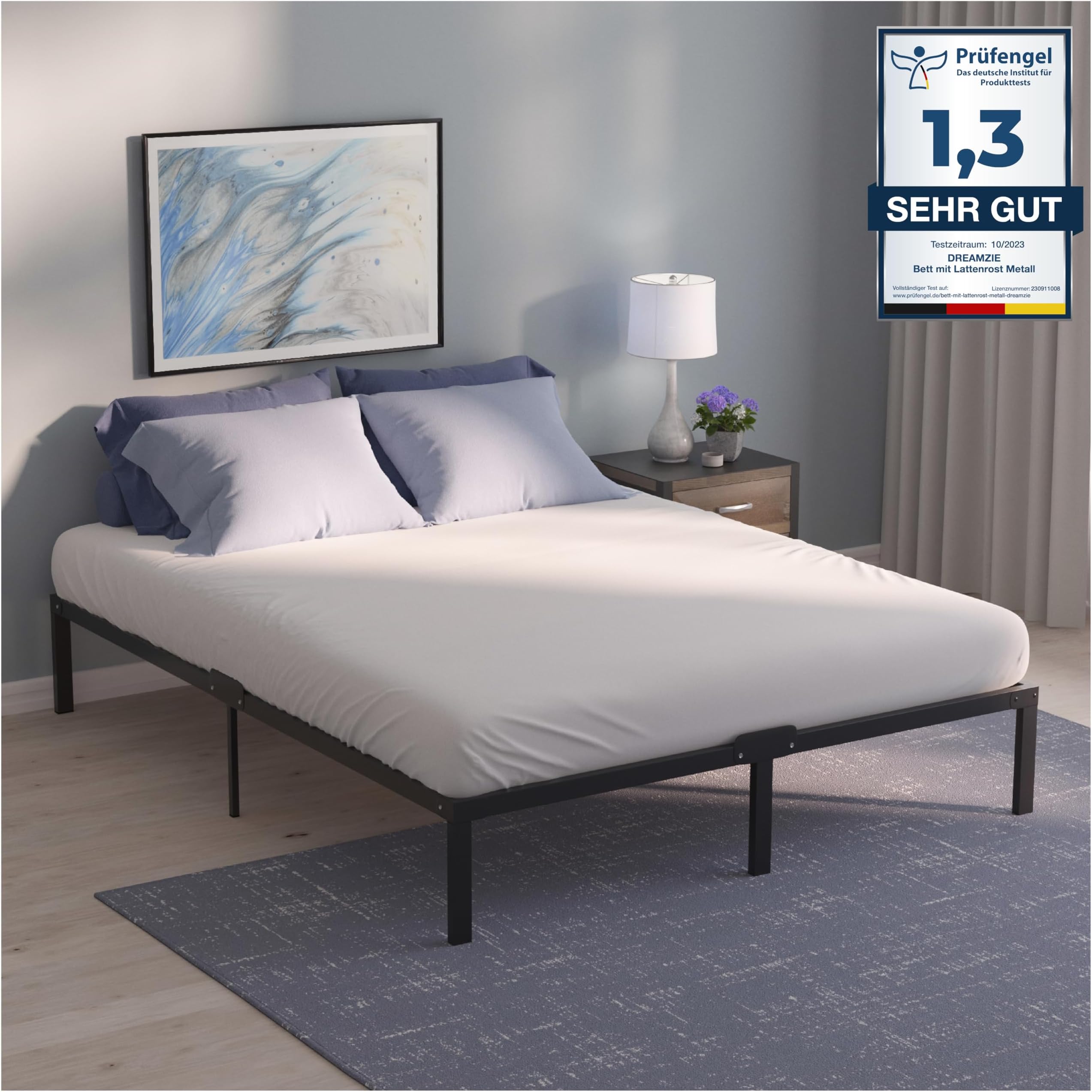 Dreamzie Bett 90x200 mit Lattenrost Metall 41cm Bettgestell 90 x 200 ...