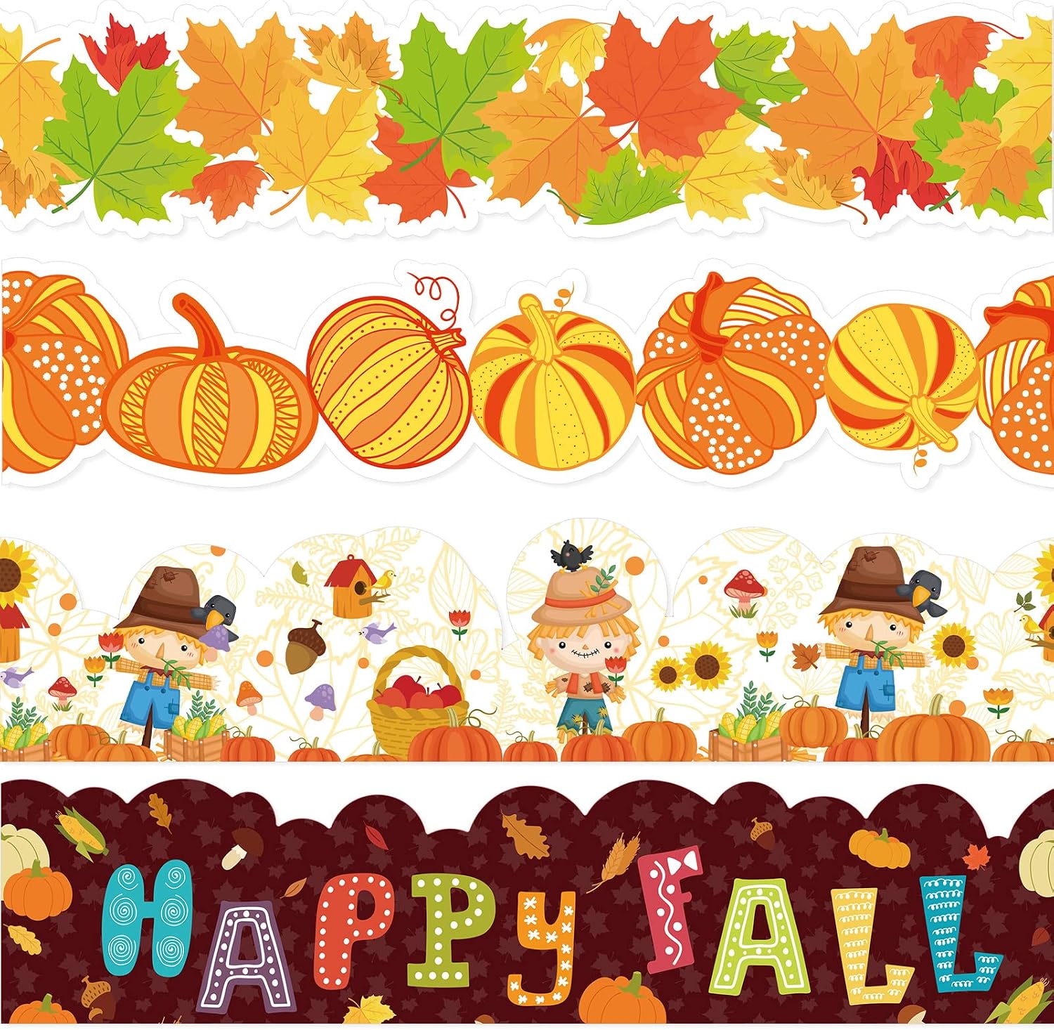 Amazon.com: WILLBOND Fall Bulletin Board Borders Autumn Maple Leaves ...