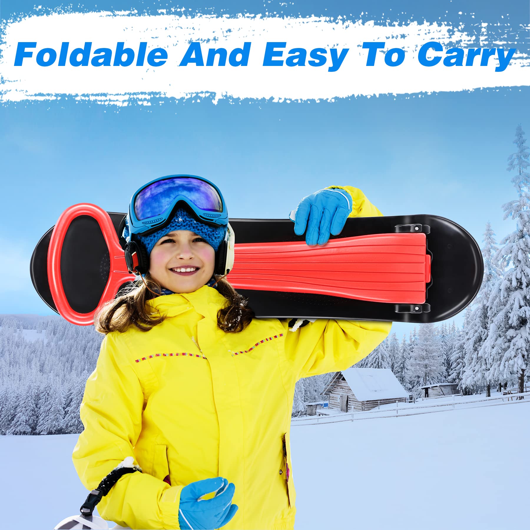 OTES Ski Skooter, Fold-up Snow Scooter with Handle Durable Snowboard ...