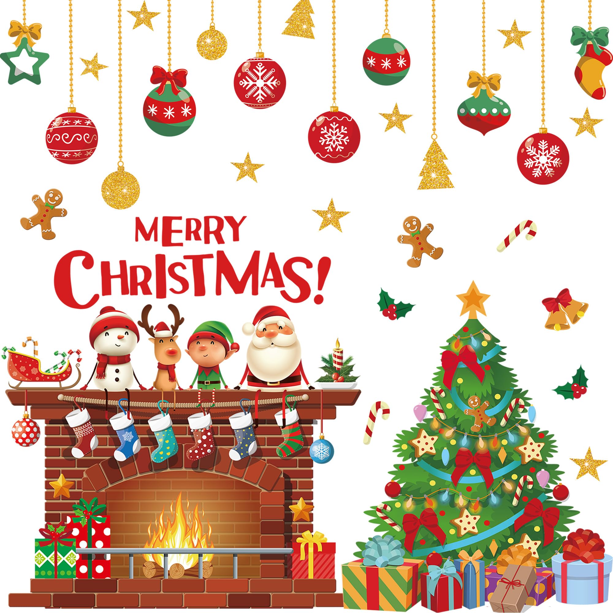 Amazon.com: Christmas Wall Decals Christmas Tree Wall Stickers ...