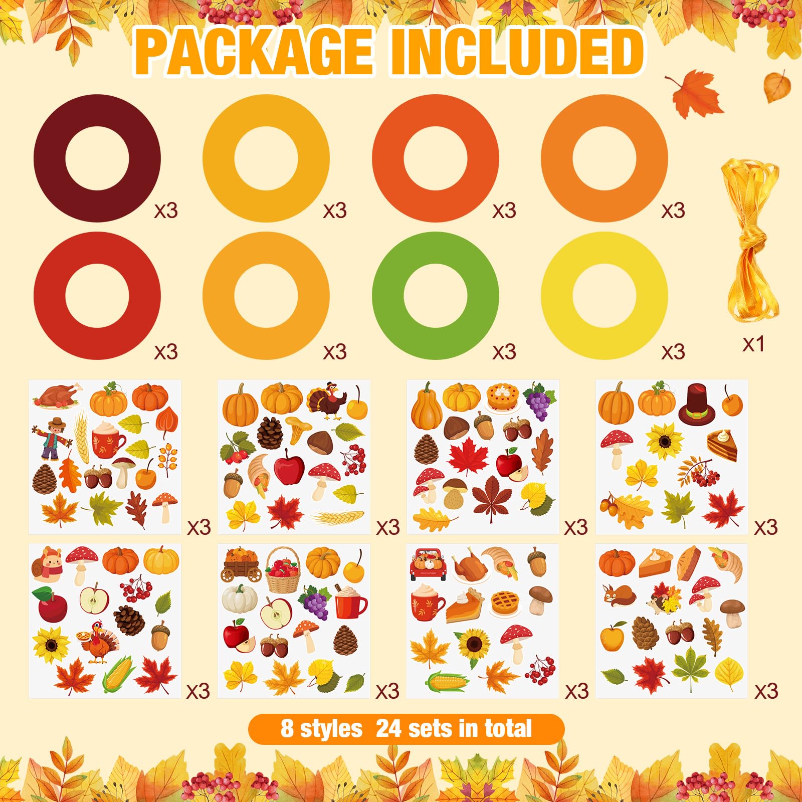 Snapklik.com : 24 Sets Fall Crafts Kit Make Your Own Thanksgiving ...