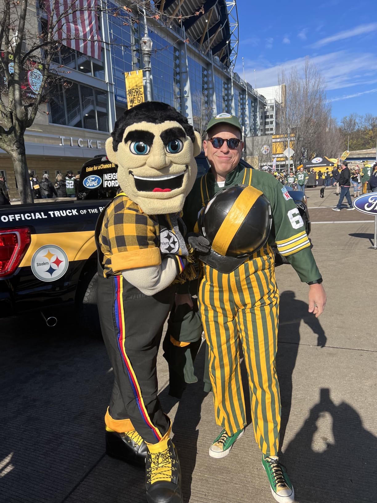 Amazon.com: Game Bibs Green & Gold Adult Striped Game Day Overalls for ...