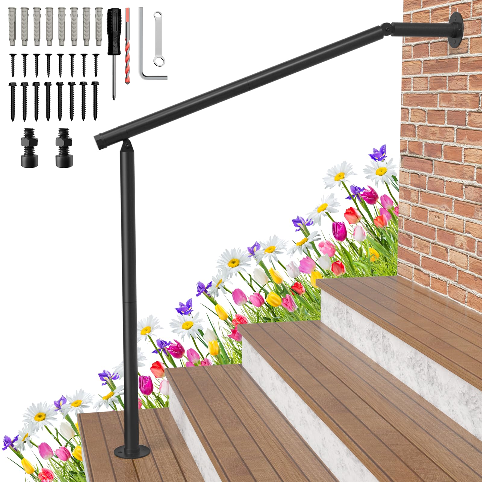 Snapklik.com : Hand Rails For Outdoor Steps 2-3 Step Deck Railing Kit ...