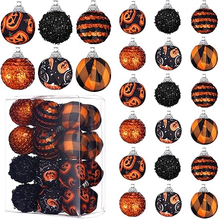 Amazon.com: 24 Pcs Halloween Tree Ball Ornaments 1.57 Inch Halloween ...