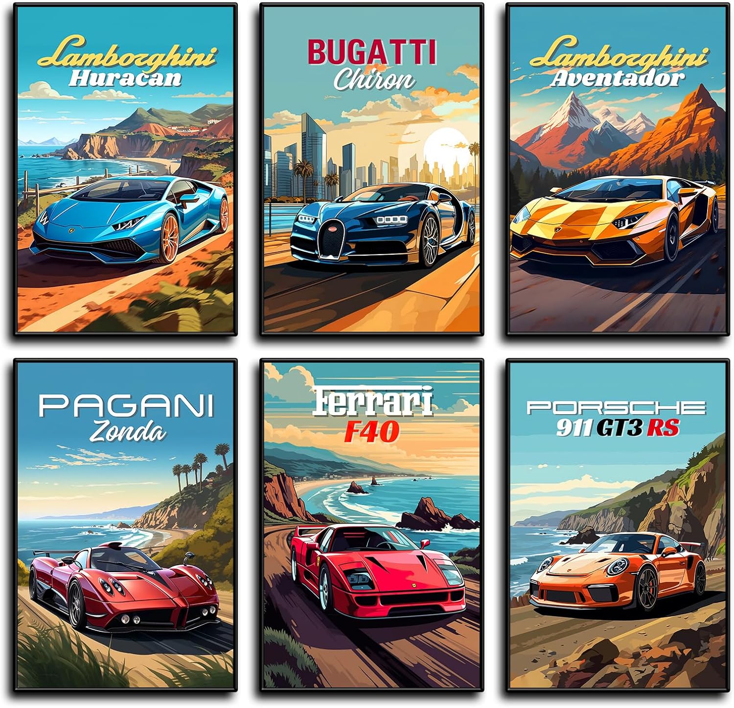 Amazon.com: Car poster Classic Supercar Prints Wall Art, 911 GT3RS ...
