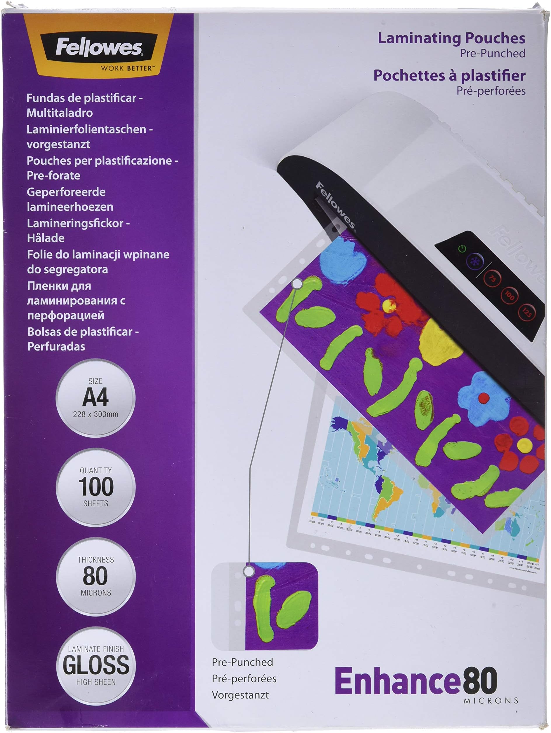 Fellowes 120pk A4 Laminating Pouches, Glossy Finish, 120 Sheets - Ideal ...