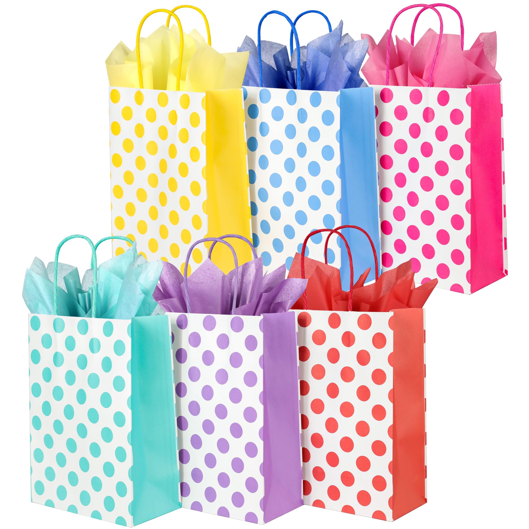BLEWINDZ 30Pcs Small Gift Bags with Tissues, 6 Colors Party Favor Bags ...