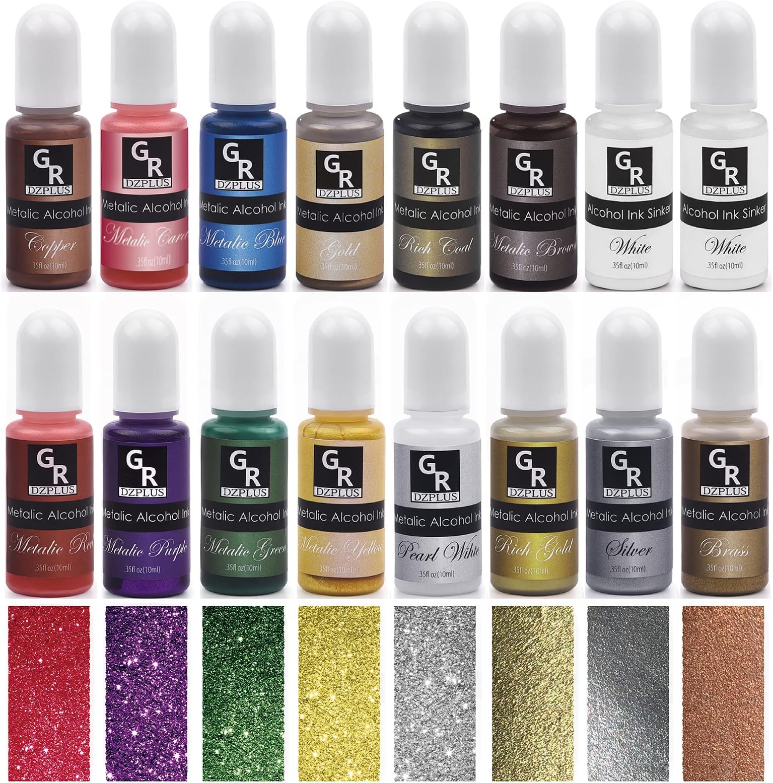 Metallic Alcohol Ink Set - 26 Metallic Colors Alcohol Based Ink for ...