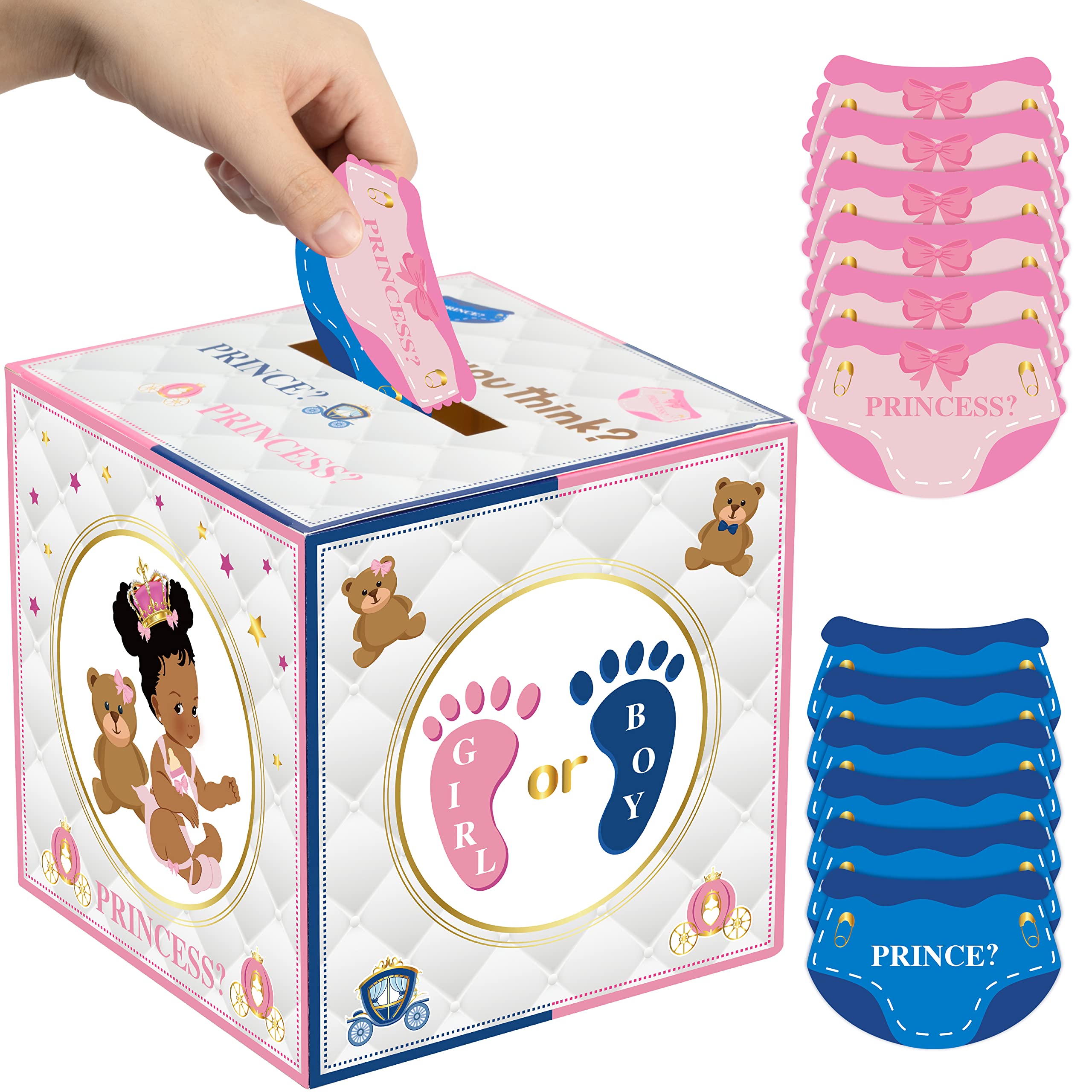 Royal Gender Reveal Voting Box With 50pcs African American Little ...