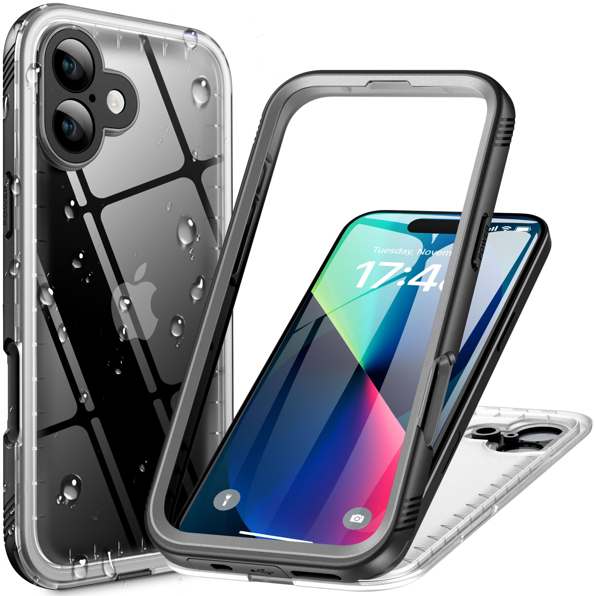 Cozycase for iPhone 16 Plus Waterproof Shockproof Case with Screen/Camera Protector - Heavy Duty ...