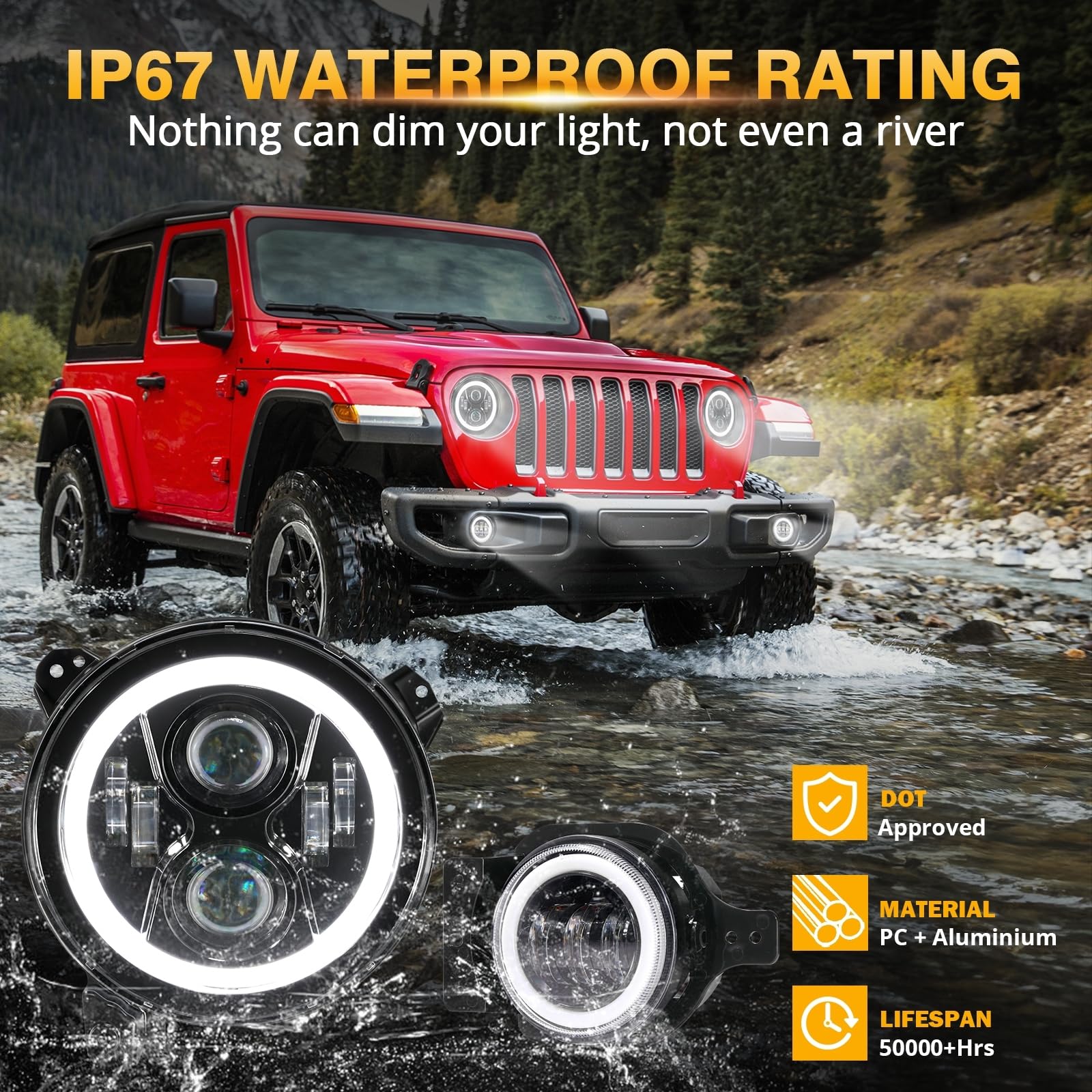 Snapklik.com : Auxbeam 2024 Upgraded 9 Inch LED Round + 4 Inch Fog ...