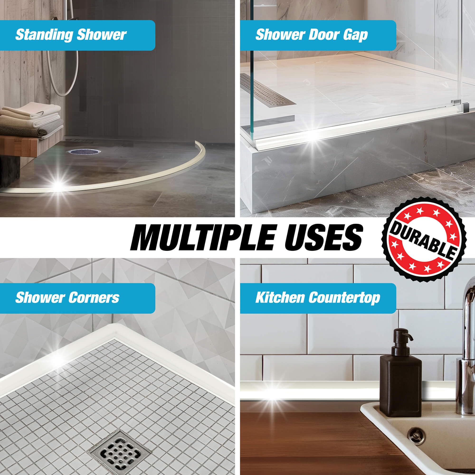 Snapklik.com : Shower Threshold Water Dam Barrier 67" - White ...