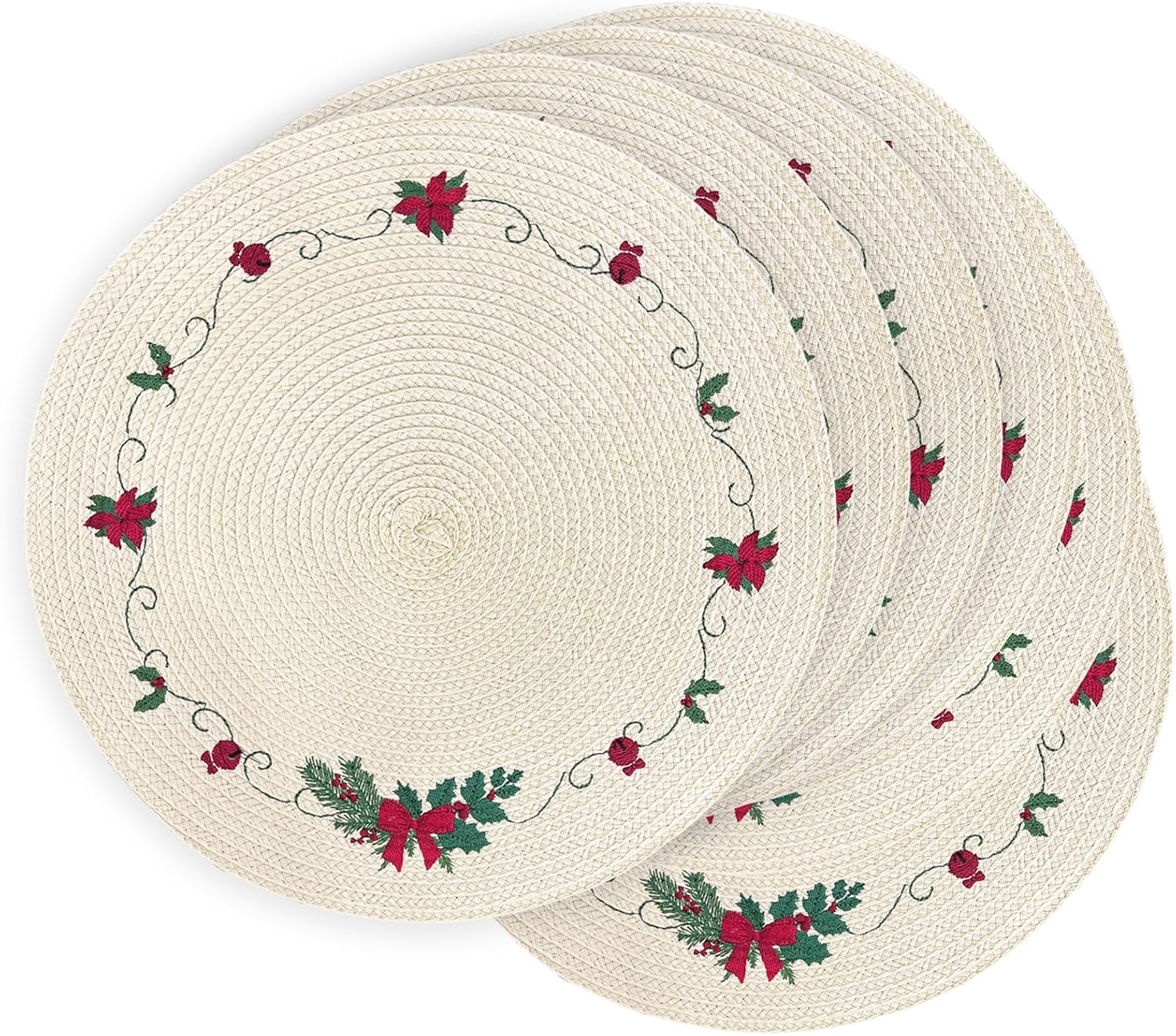 Amazon.com: LaneVines Christmas Placemats Set of 6 Round Holiday ...