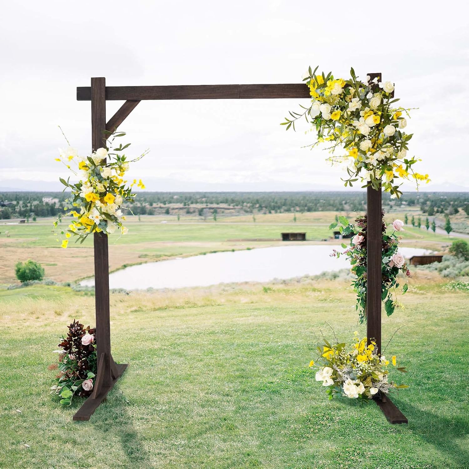 Amazon.com : Tableclothsfactory 7FT Rustic Square Wedding Arch Wooden ...