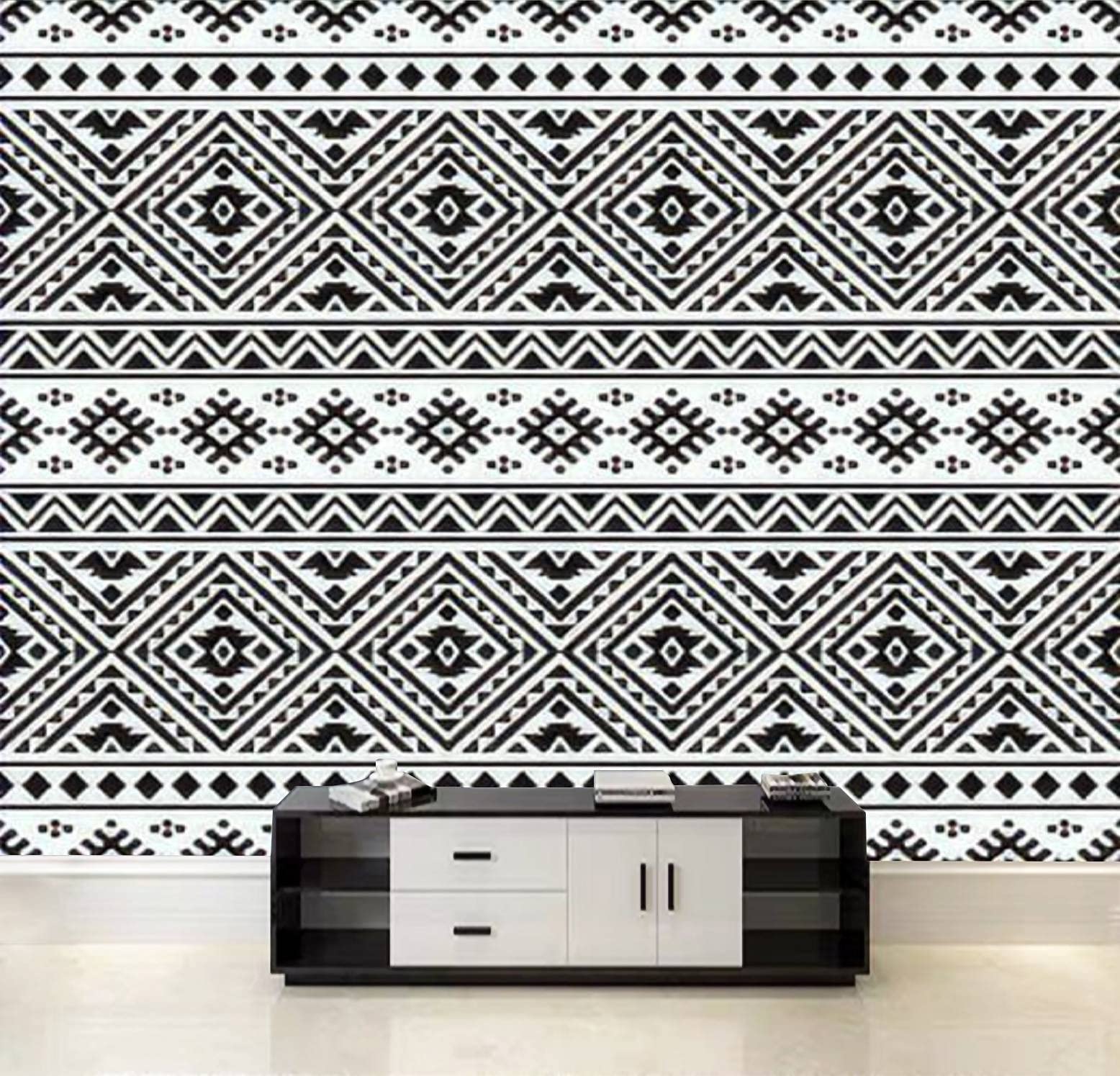 Aztec Design Black And White Wallpaper