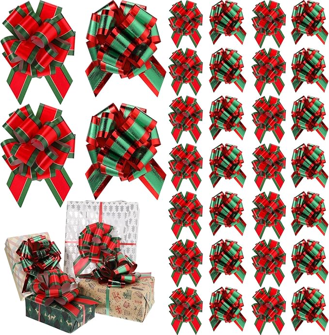 Amazon.com: Zeyune 48 Pieces 6 Inch Christmas Pull Bows for Gift ...