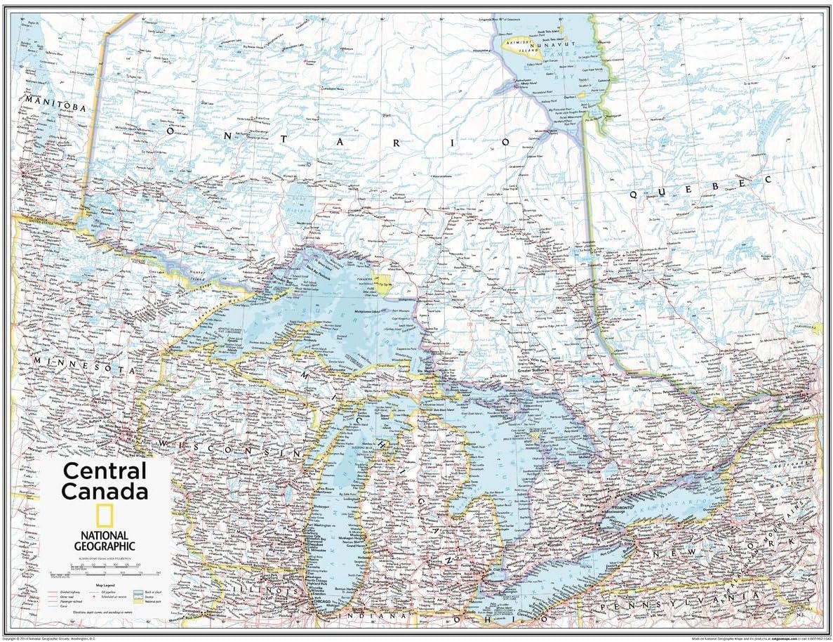 National Geographic: Central Canada Wall Map - 28 x 22 inches ...