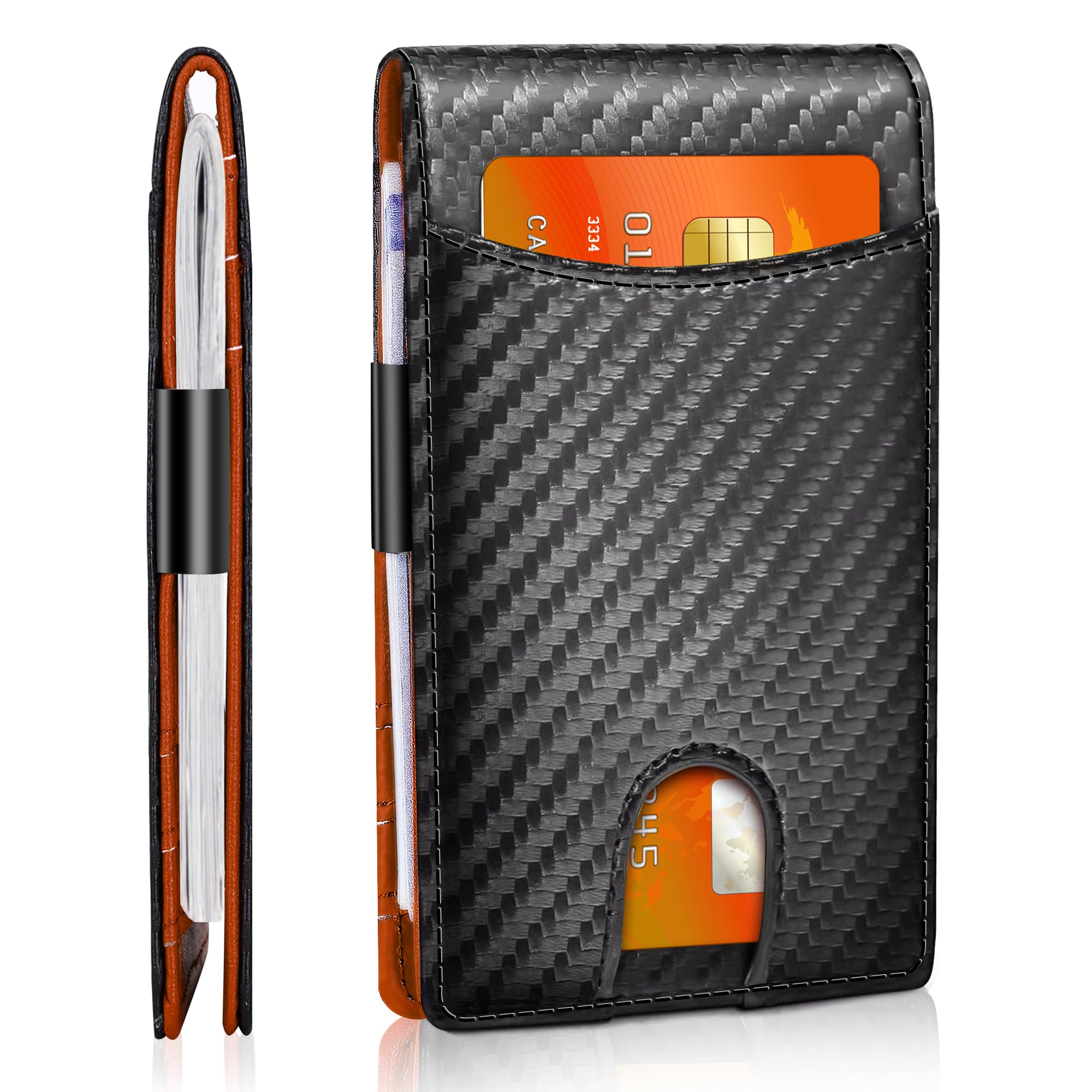 Amazon.com: AZZS Wallet for Man with Money Clip - RFID Blocking Front ...