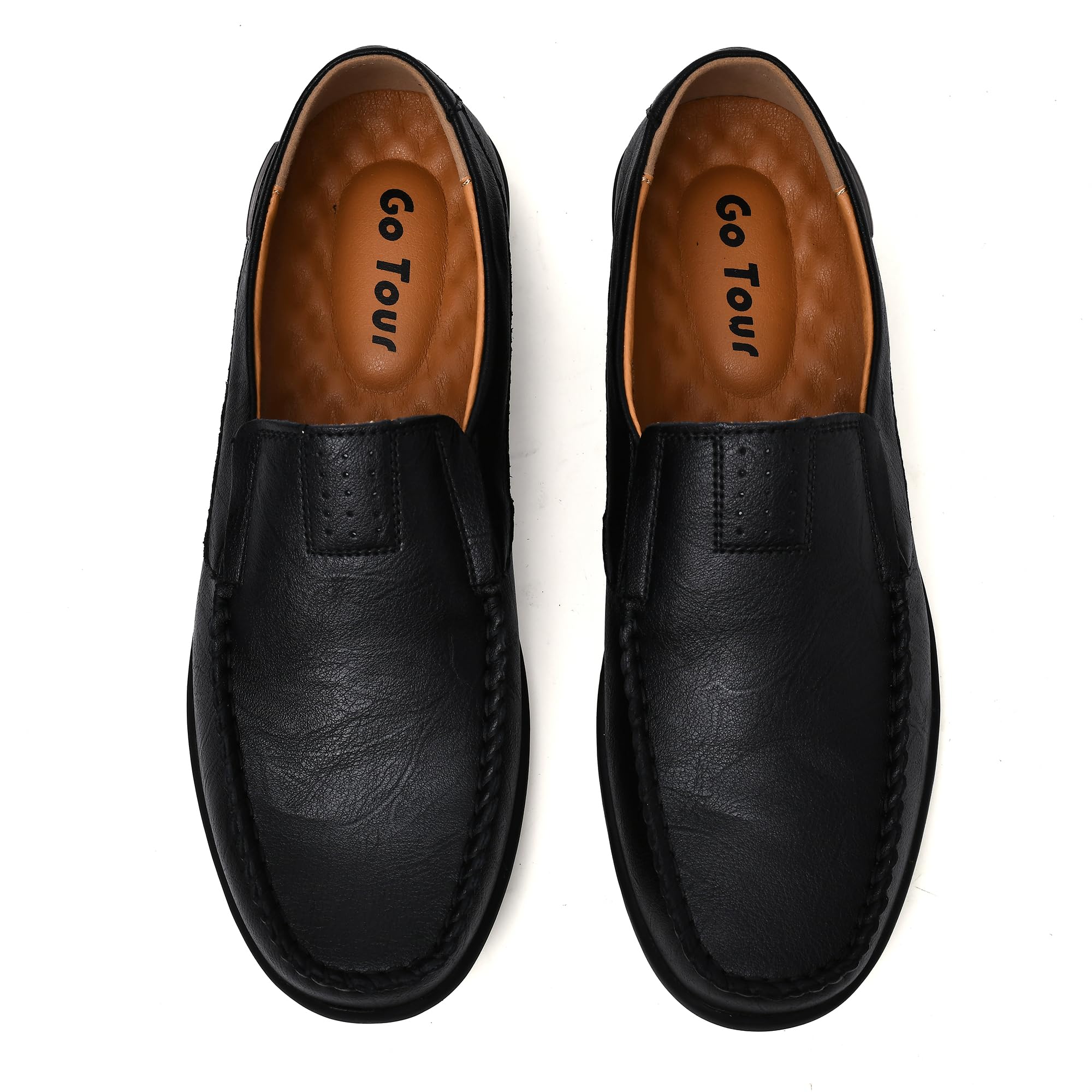 Go Tour Mens Handmade Microfiber Leather Casual Slip on Loafers ...