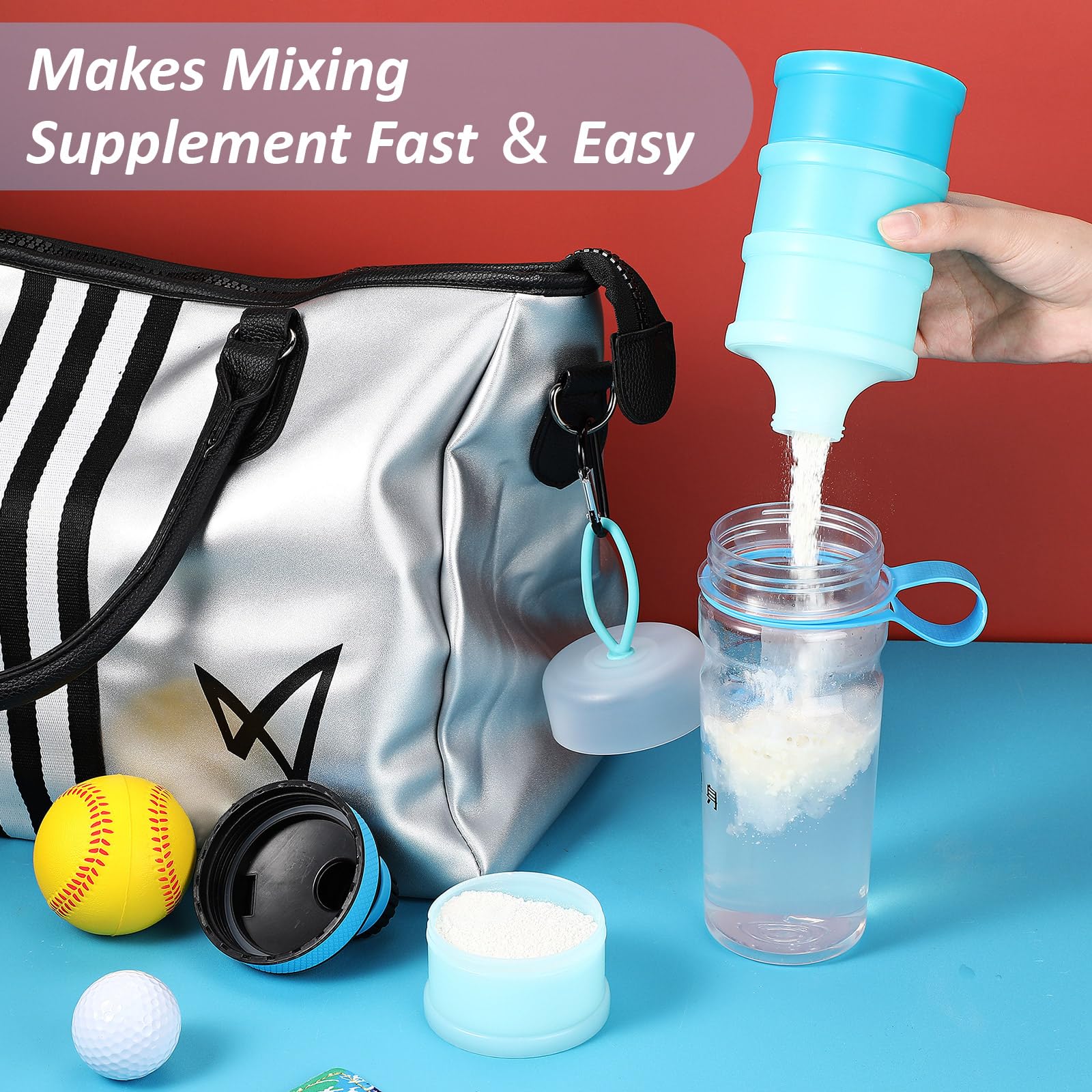 2 Pcs Protein Powder Container with Funnels Stand, 4 Stackable ...