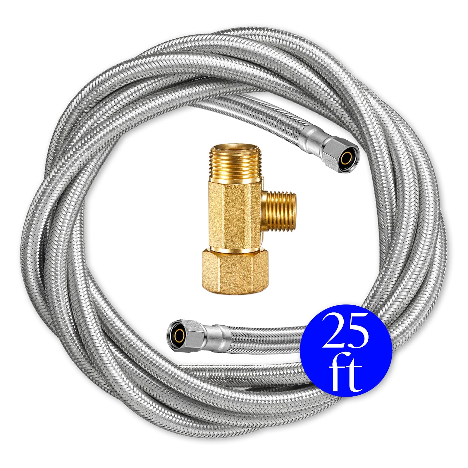 Amazon.com: Brass Water Line Splitter and Hose for Refrigerator Ice ...