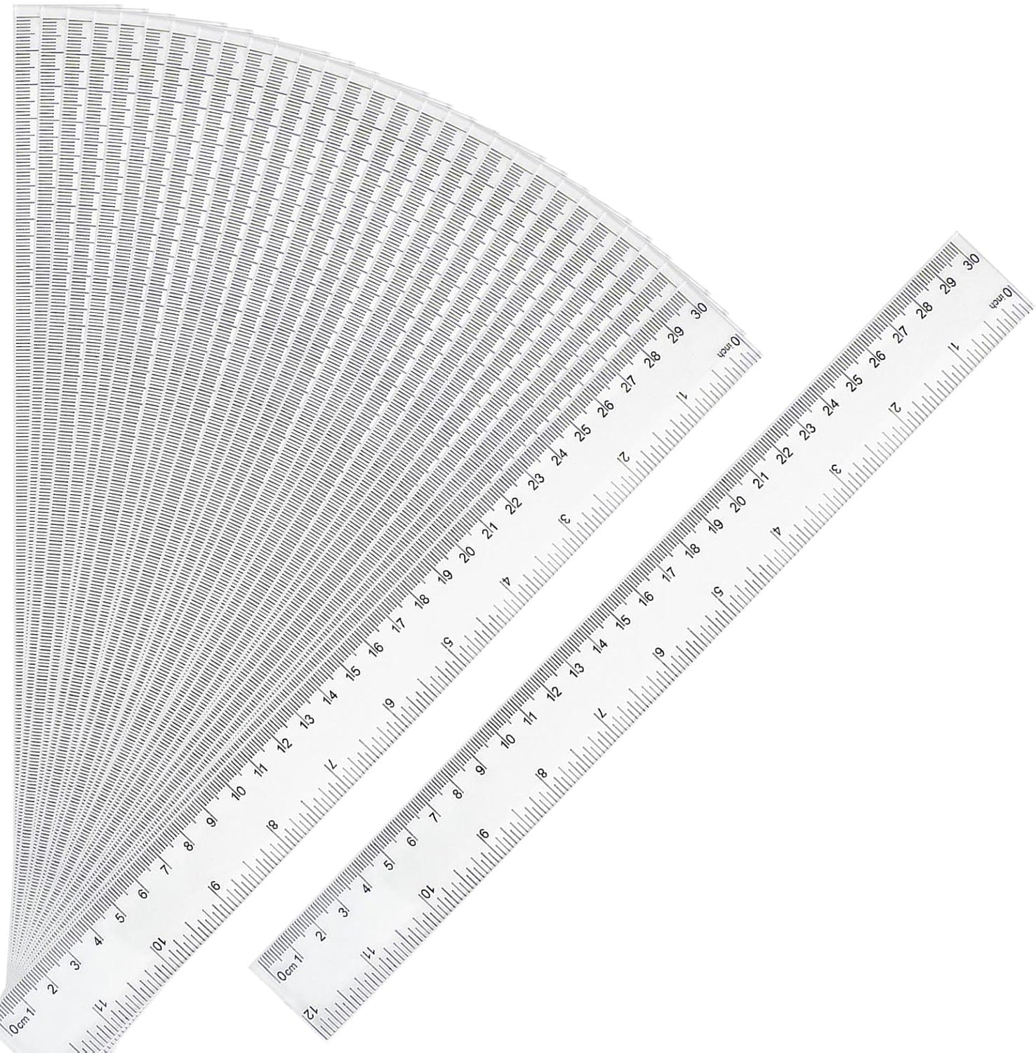 30 Packs Clear Plastic Ruler 12 Inch with Centimeter and Millimeter ...