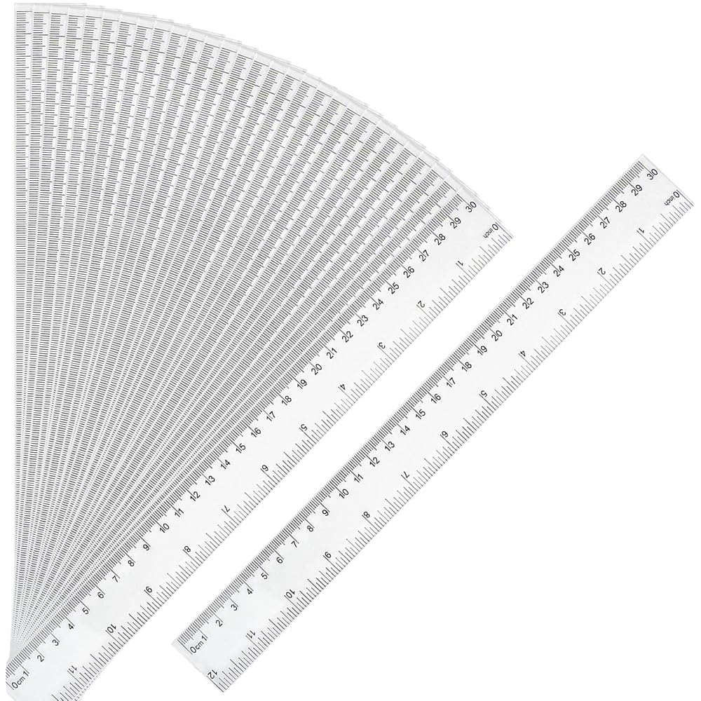 $2/mo - Finance 30 Packs Clear Plastic Ruler 12 Inch Straight Ruler ...