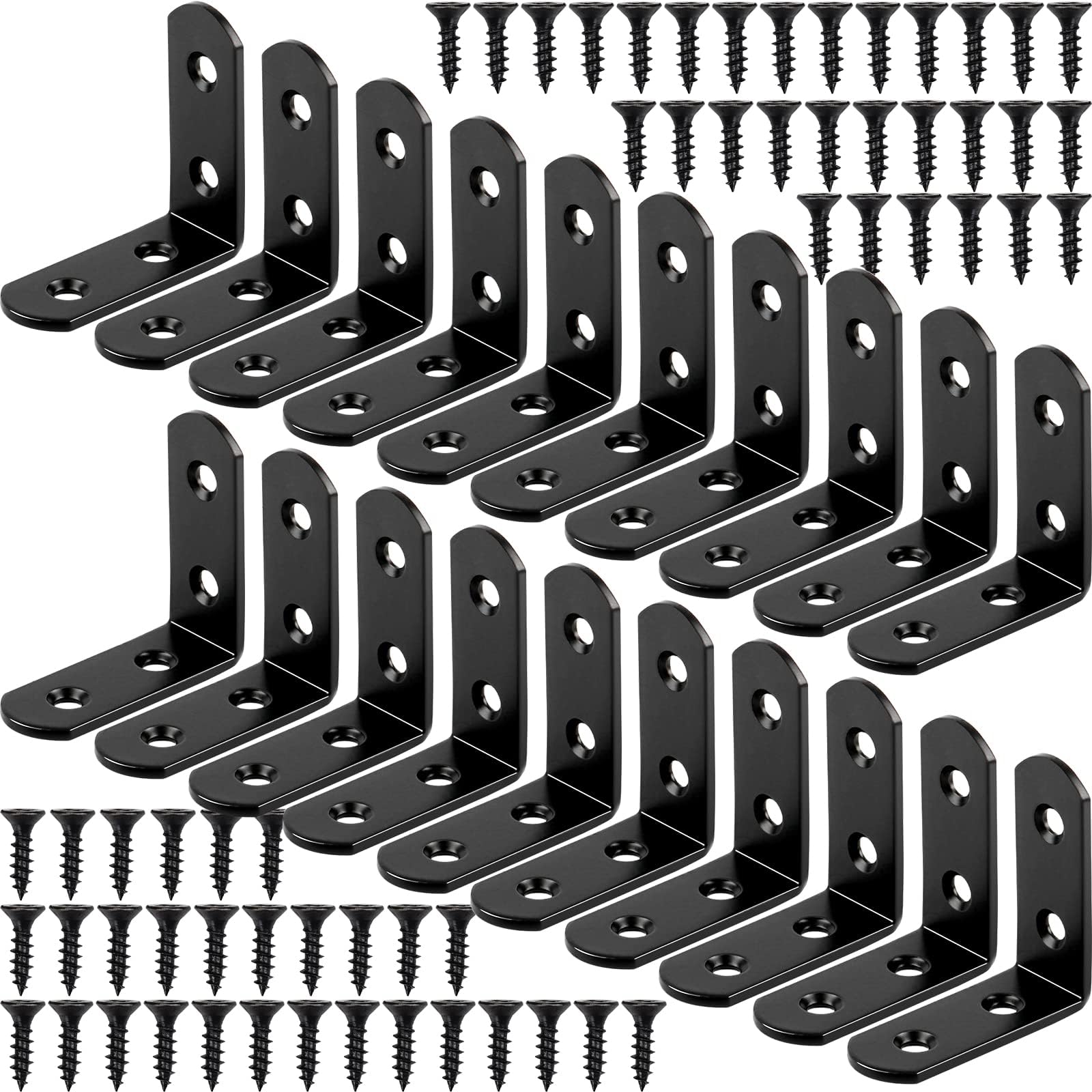 12 Pièces Équerre de Fixation 40mmX40mm Equerre de Fixation Noir Angle ...