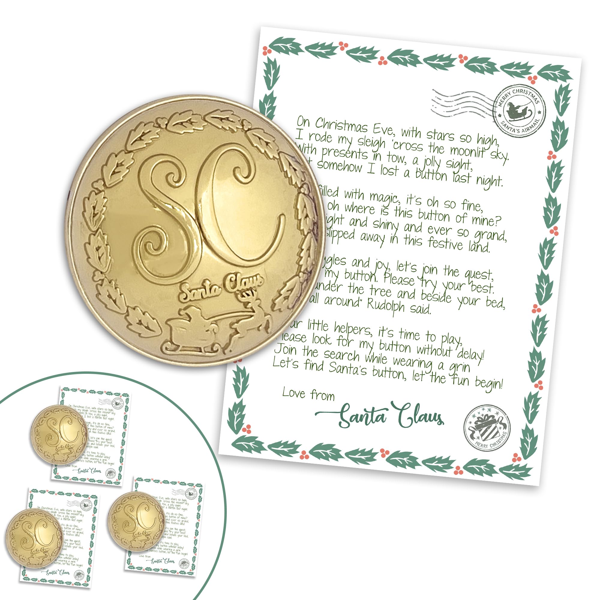 Amazon.com: Santa's Missing Button | Large 1.5” Diameter | Santa Claus ...