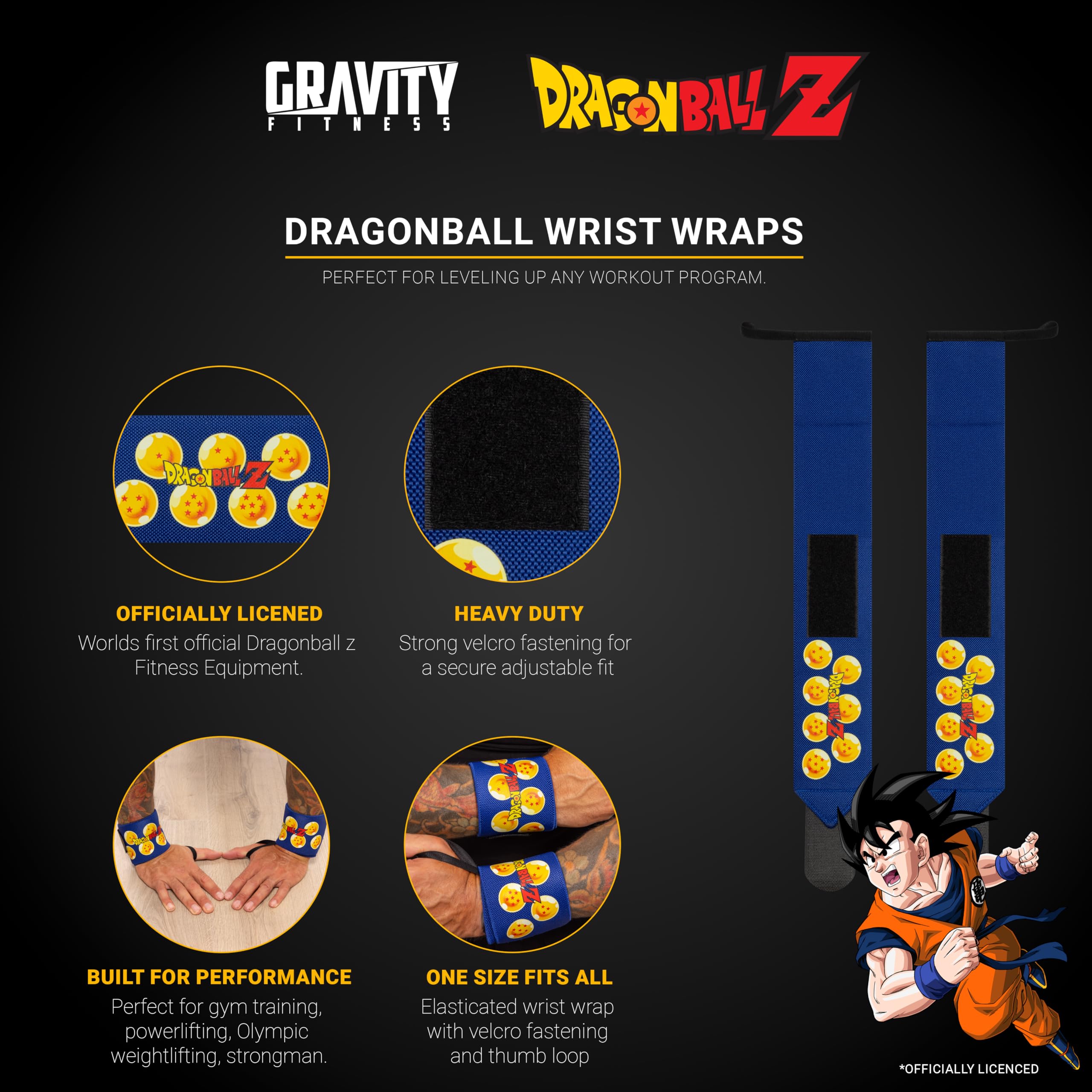 Dragon Ball Z Lifting Gear Dragon Ball Z Wrist Wraps For GOKU GYM
