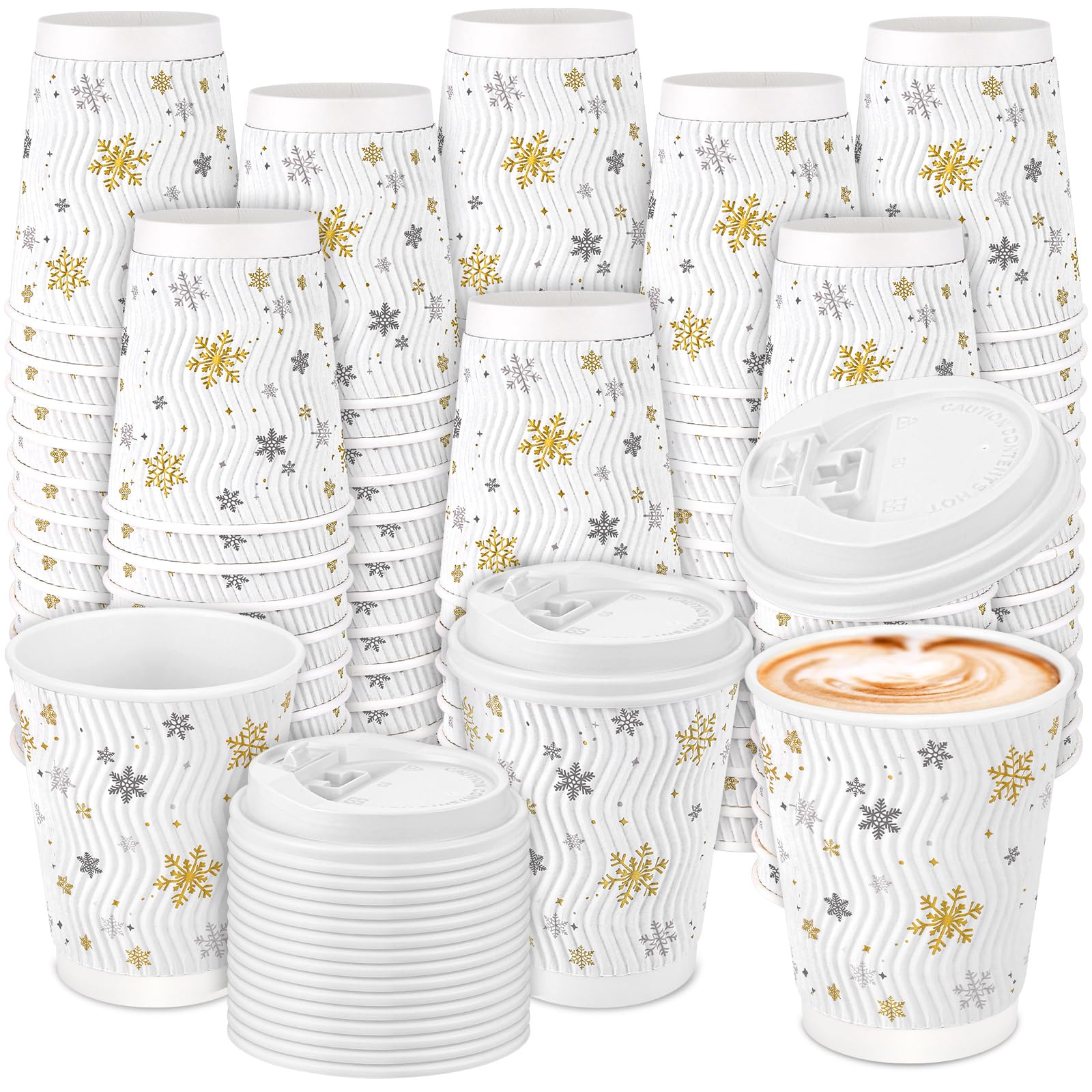 Amazon.com: Booson 100 Pcs Christmas Coffee Cups Disposable Christmas ...