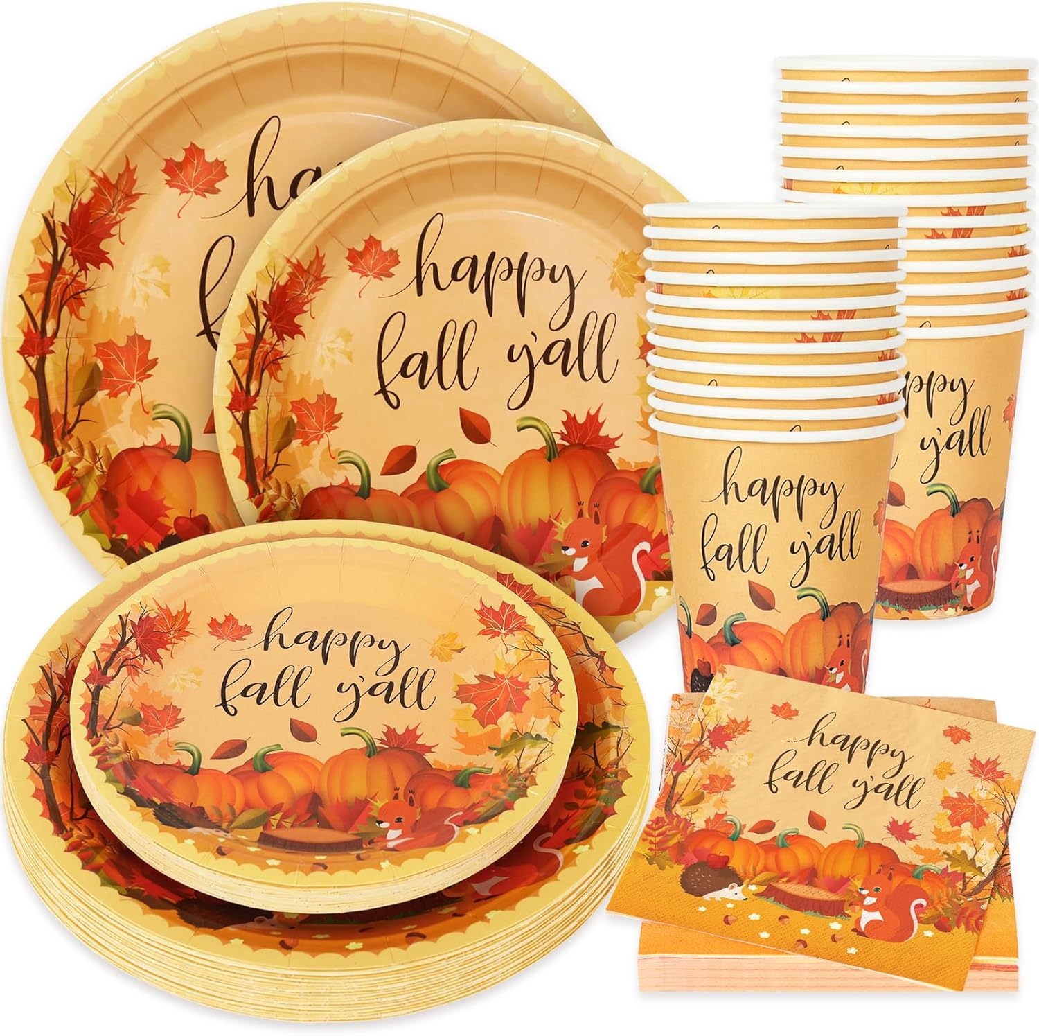 Amazon.com: Whaline 100Pcs Fall Tableware Set Colorful Pumpkin Autumn ...
