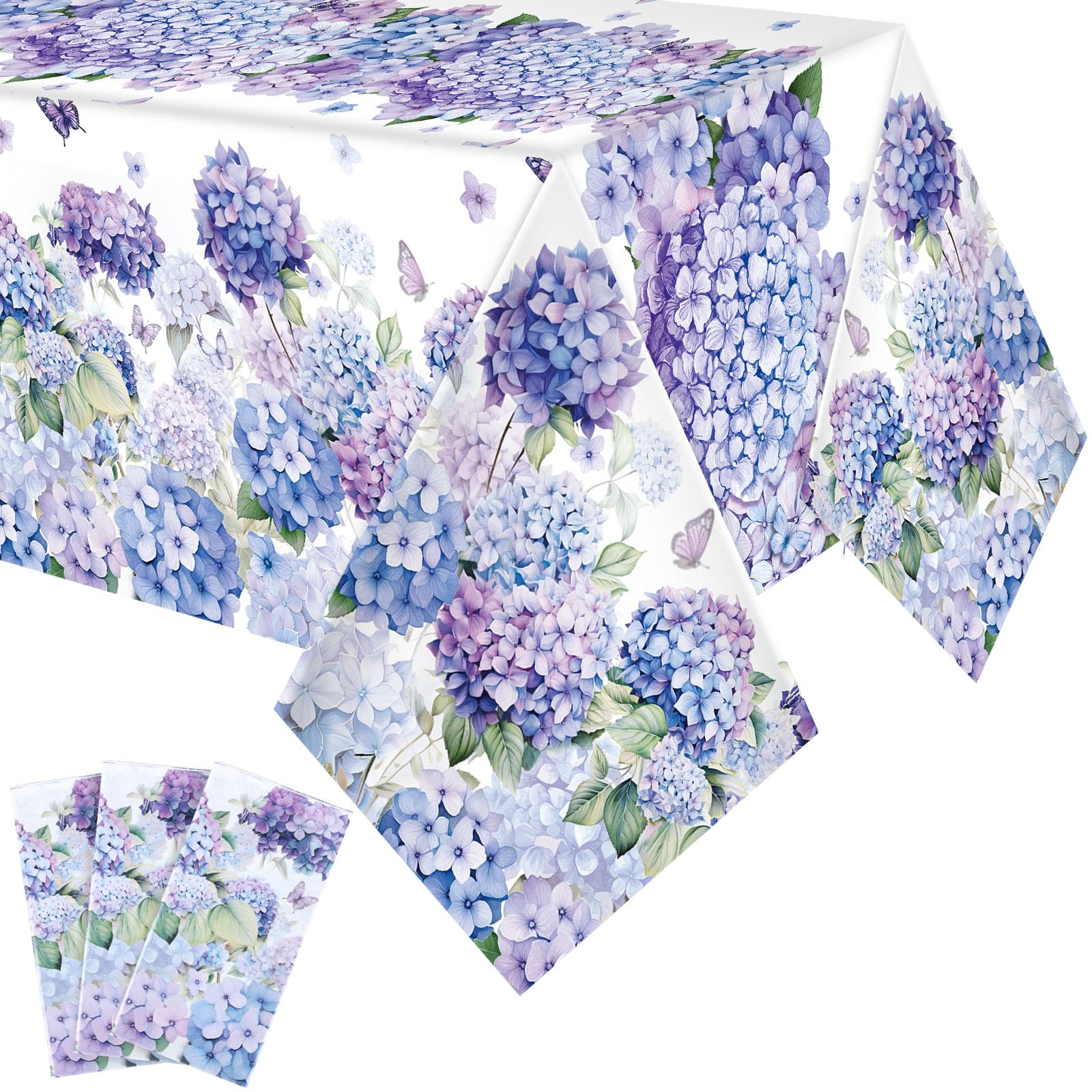 Amazon.com: Peryiter 3 Pcs Spring Hydrangea Plastic Tablecloths for ...