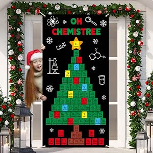 Amazon.com: Christmas Door Cover Christmas Chemis-tree Hanging Banner ...