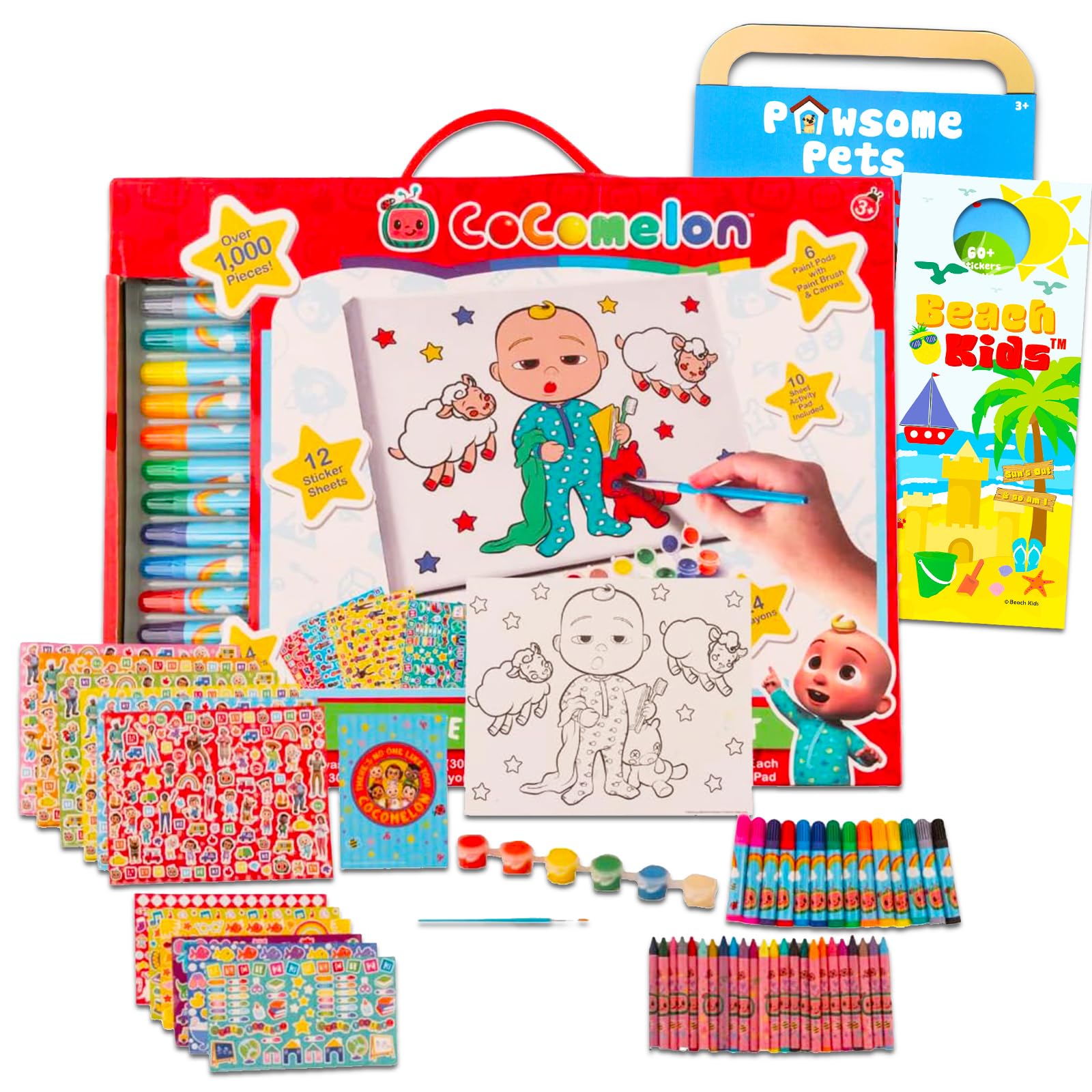 Amazon.com: Screen Legends Cocomelon Creative Coloring Canvas Set for ...