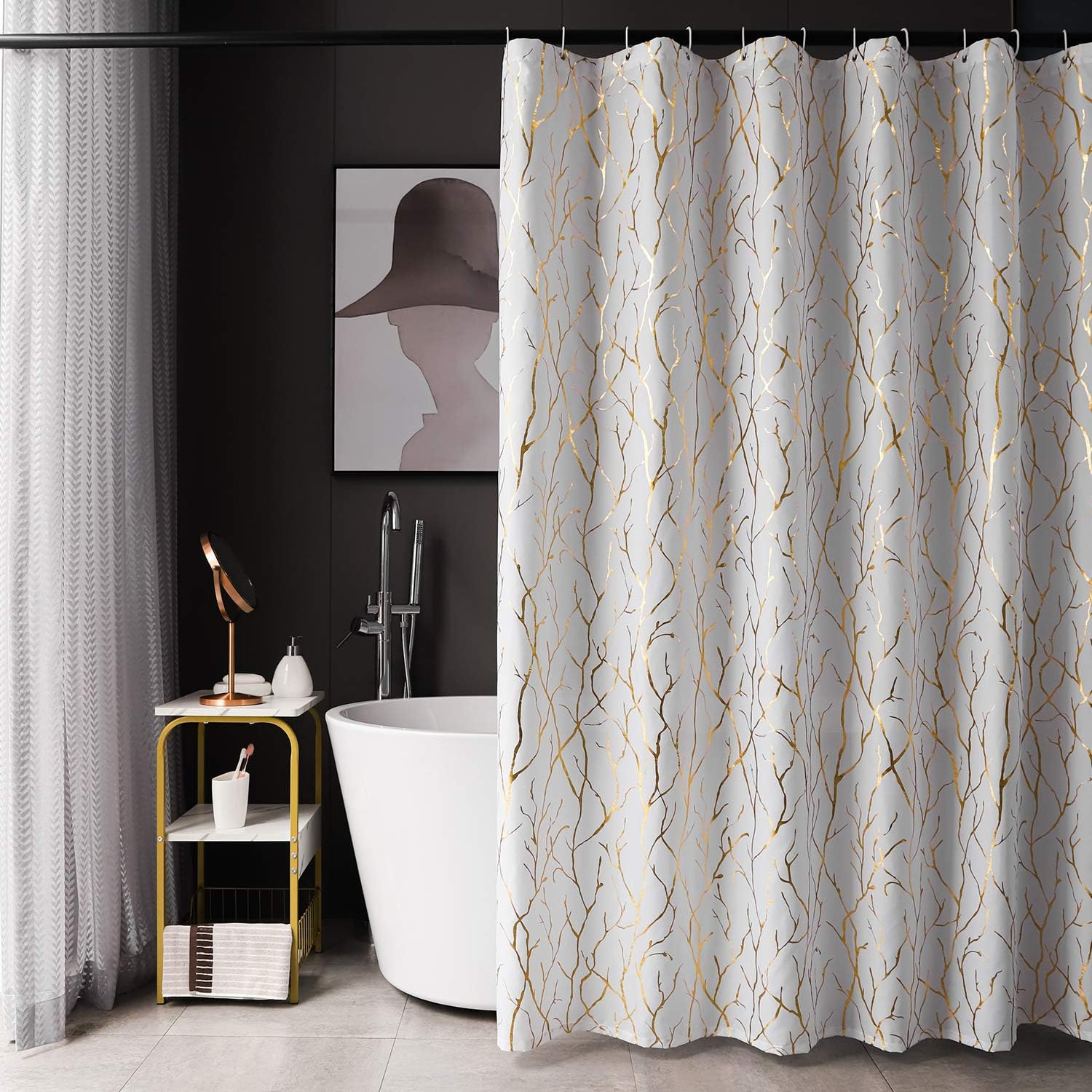 Amazon.com: HYAWGE White and Gold Marble Shower Curtains for Bathroom ...