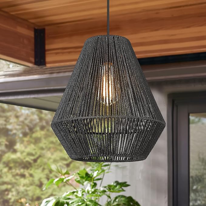 ELYONA Modern Woven Pendant Light Fixtures 12" Farmhouse Coastal ...