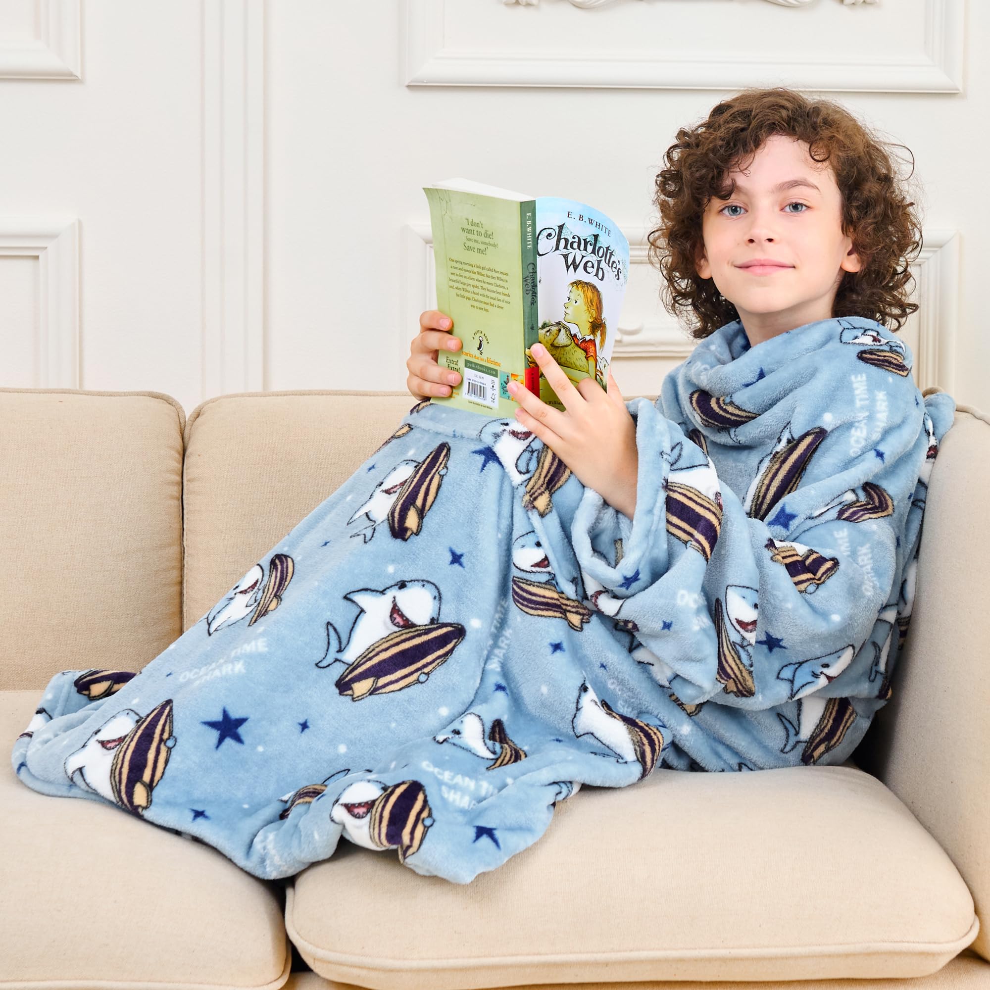 Amazon.com: Softan Kids Snuggies Wearable Fleece Blanket with Sleeves ...